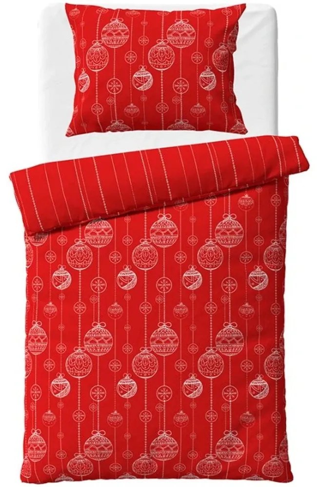 Bavlněné ložní povlečení - motiv Vánoční baňky - 100% bavlna - 70 x 90 cm + 140 x 200 cm