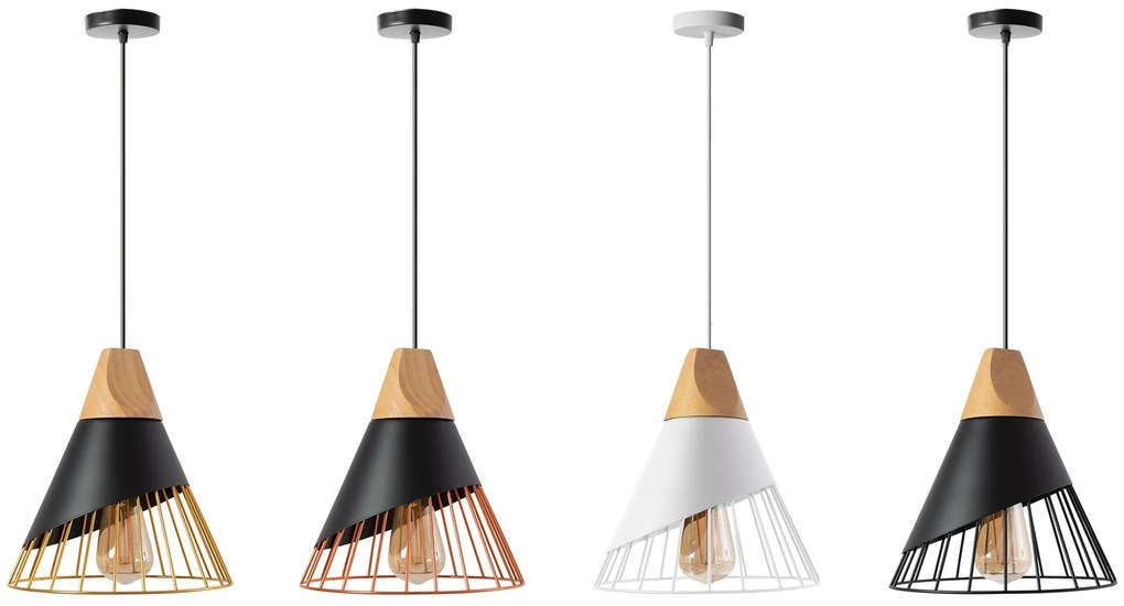 Toolight - Skandidávská závěsná stropní lampa 1xE27 APP223-1CP, černá-hnědá, OSW-00890