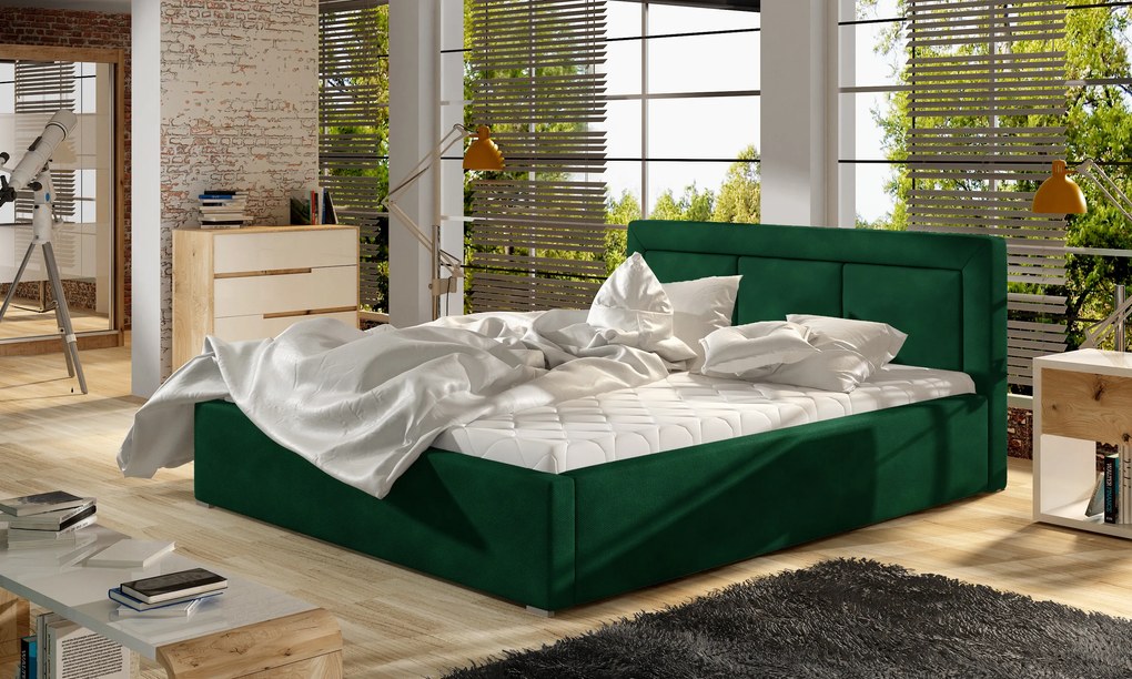Čalouněná postel BELLA zelená 200x200cm