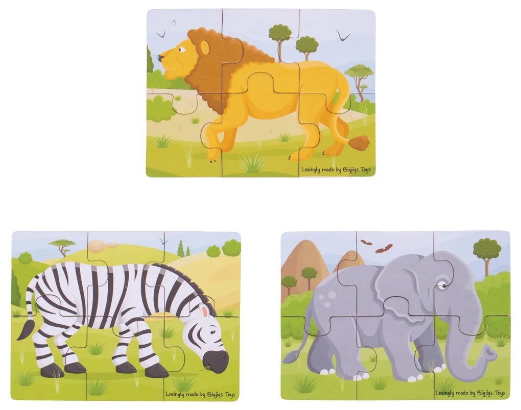 Bigjigs Toys Puzzle 3v1 safari zvířátka