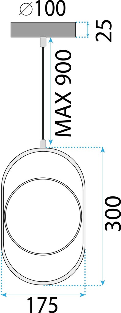 Toolight Toolight, LED závěsné svítidlo 18W, 4000K, APP1554-CP, černá, OSW-05662