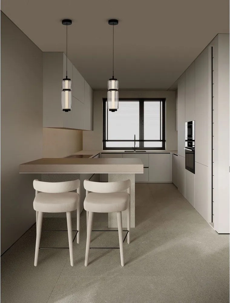 Matně černé skleněné LED závěsné svítidlo ø 12 cm Liesa – Nova Luce