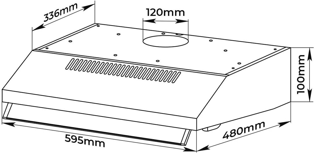 Jago 74244 Digestoř 62 W, široká, plochá, 595 x 100 x 480 mm