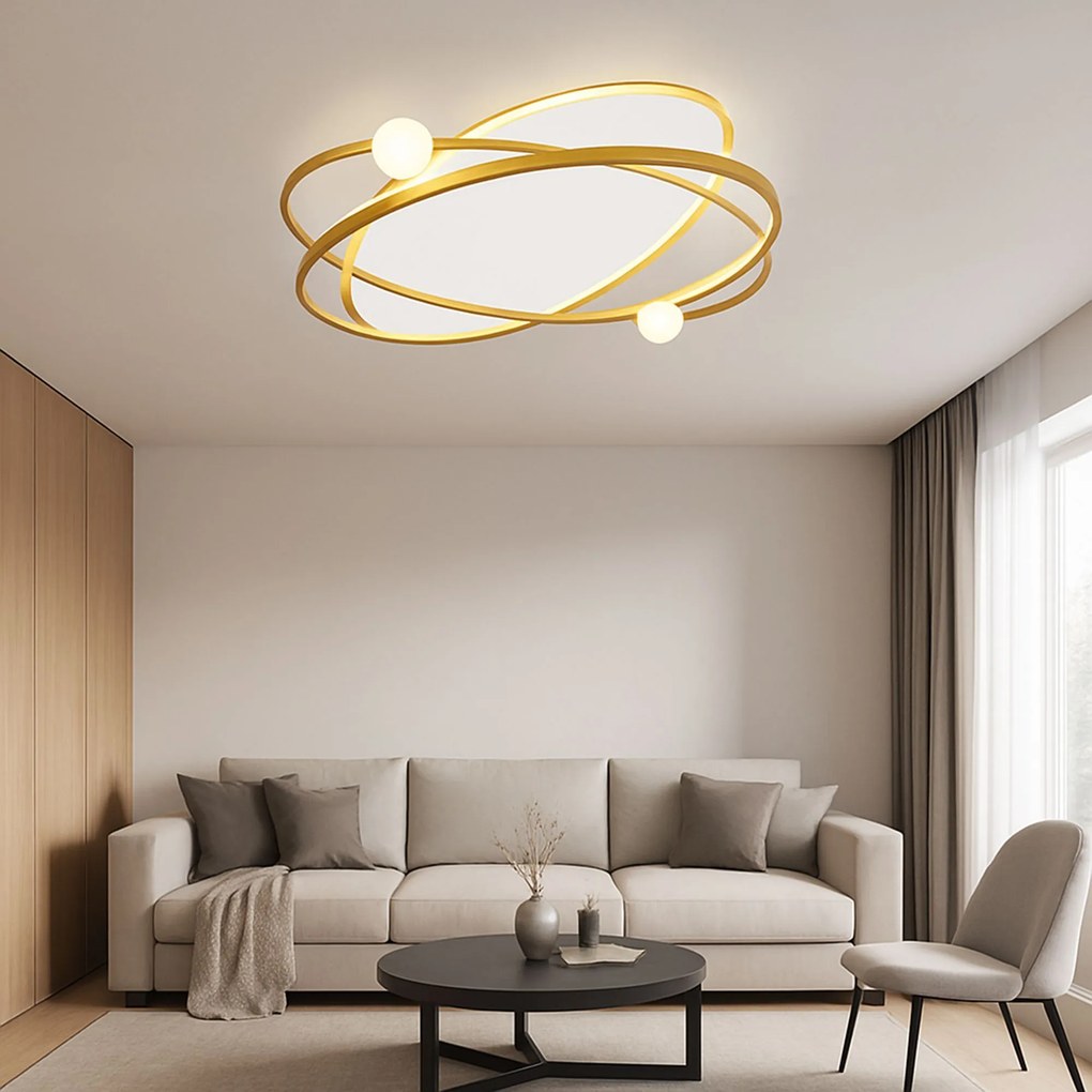 Toolight Toolight, LED stropní svítidlo + dálkové ovládání APP1059-C, bílá-zlatá, OSW-08885