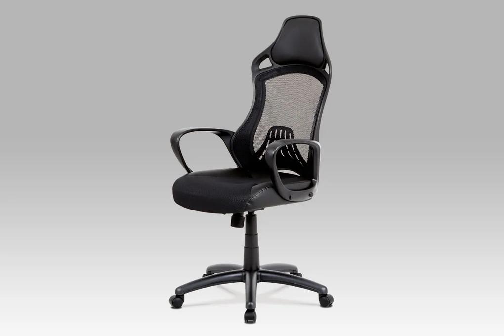Artium Kancelářská židle, houpací mech., černá koženka + MESH, plast. kříž - KA-A190 BK