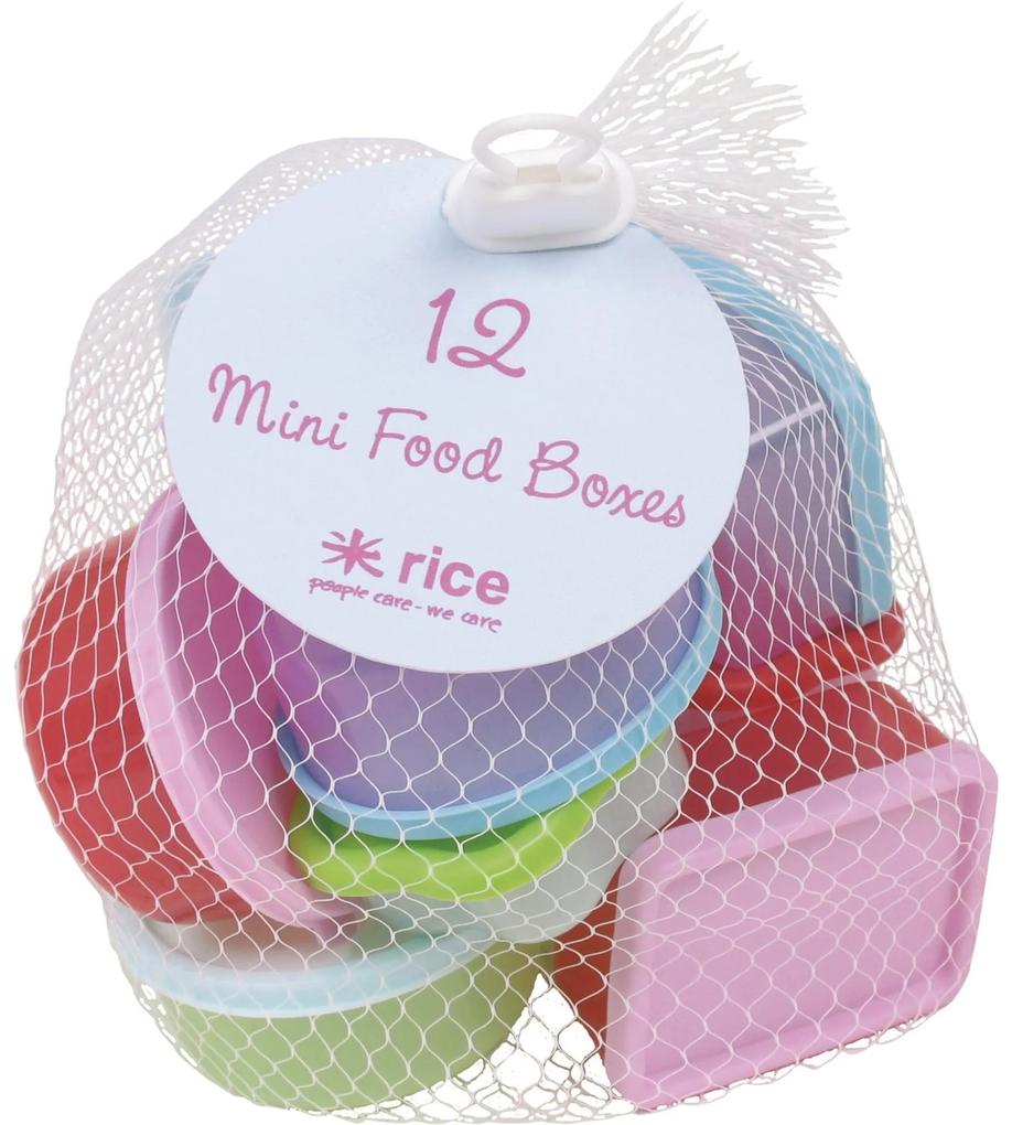 rice Plastové dózičky s víčky - set 12 ks, červená barva, růžová barva, fialová barva, modrá barva, zelená barva, plast