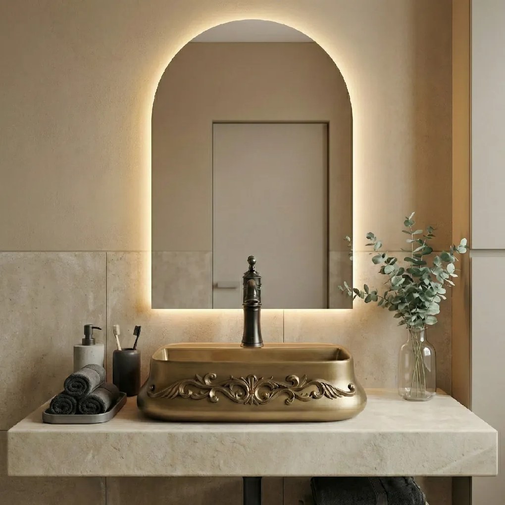 Rea Castel, umyvadlo na desku 530×380×140 mm, antický bronz, REA-U3508