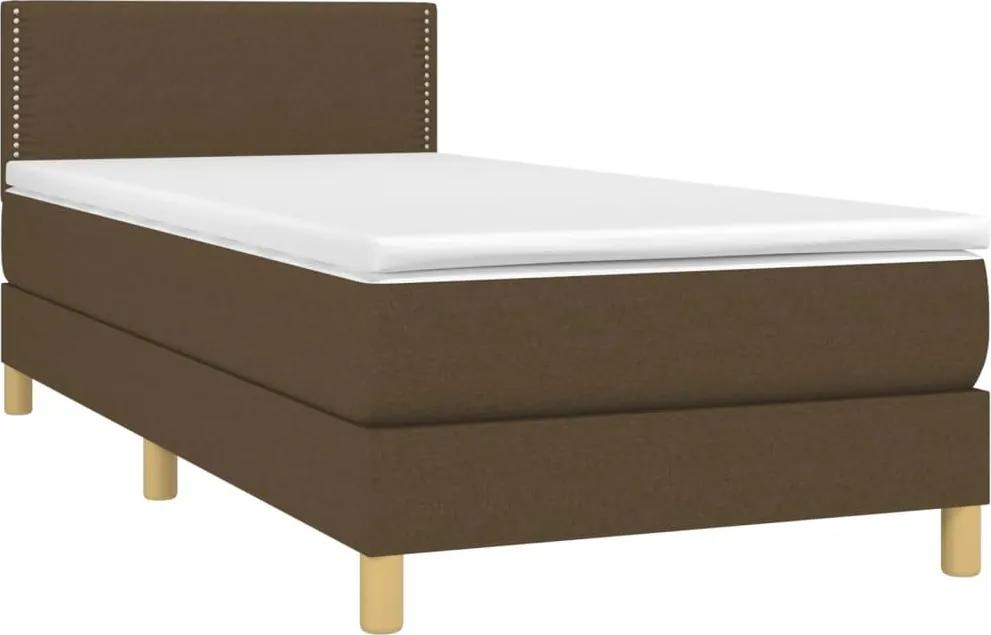 vidaXL Box spring postel s matrací a LED 90x200 cm textil [3133608] Barva: tmavě hnědá