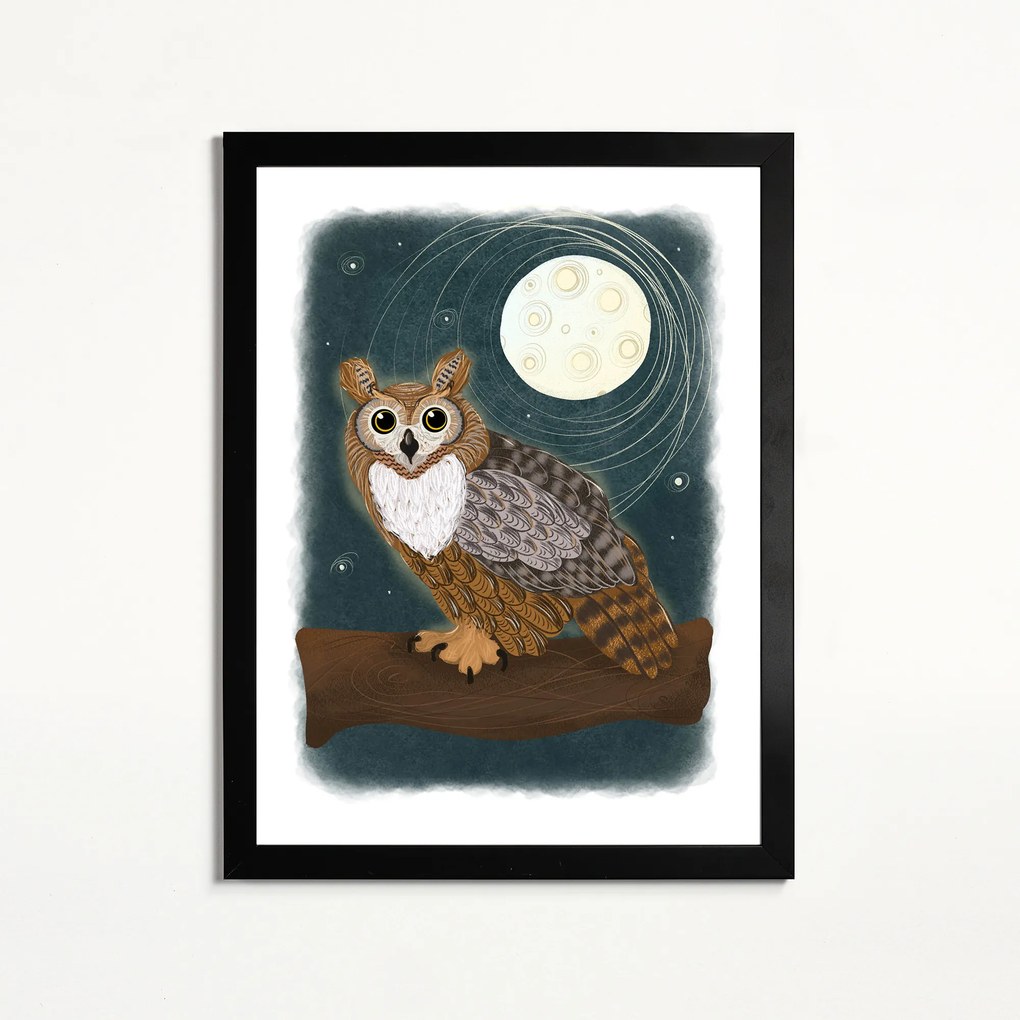 Kristýna Pýchová | Moudrá sova Rám: Bílý, Velikost: 30 x 20 cm