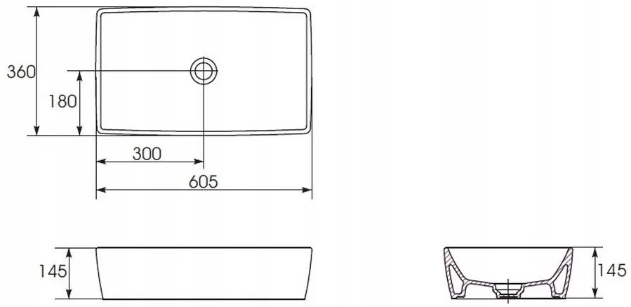 Cersanit City, umyvadlo na desku 60x36 cm s keramickou zátkou, bílá, K35-047
