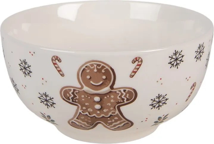 Bílá porcelánová miska s perníčkem Gingerbread Magic - Ø 14*7 cm / 500 ml