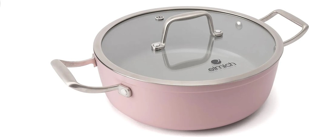 Elmich Nepřilnavá keramická hluboká pánev Zen Ø 28 cm - růžová