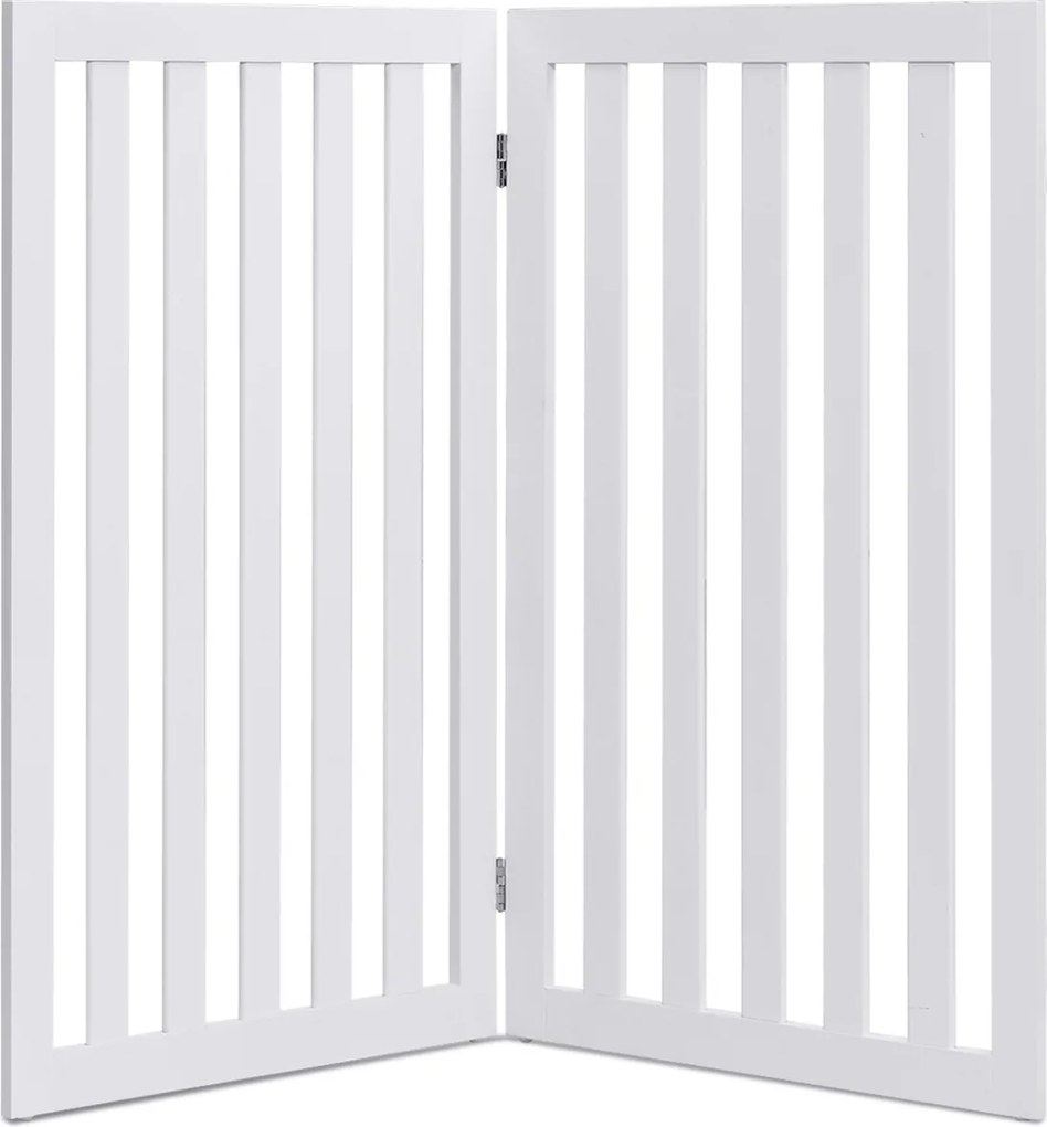 Costway Zábrana pro psy 89 cm vysoká 2 panely Ochranné dřevěné skládací (bílé