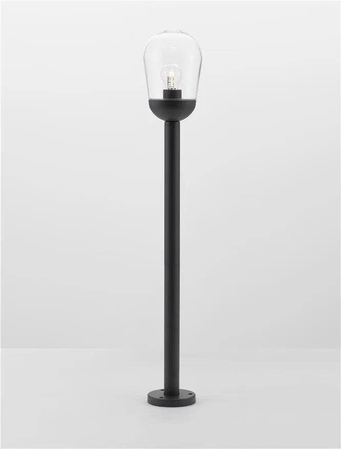 NV 9060196 Venkovní sloupkové svítidlo OMIKA tmavě šedý hliník a čiré sklo E27 1x12W 220-240V bez žárovky IP54 - NOVA LUCE