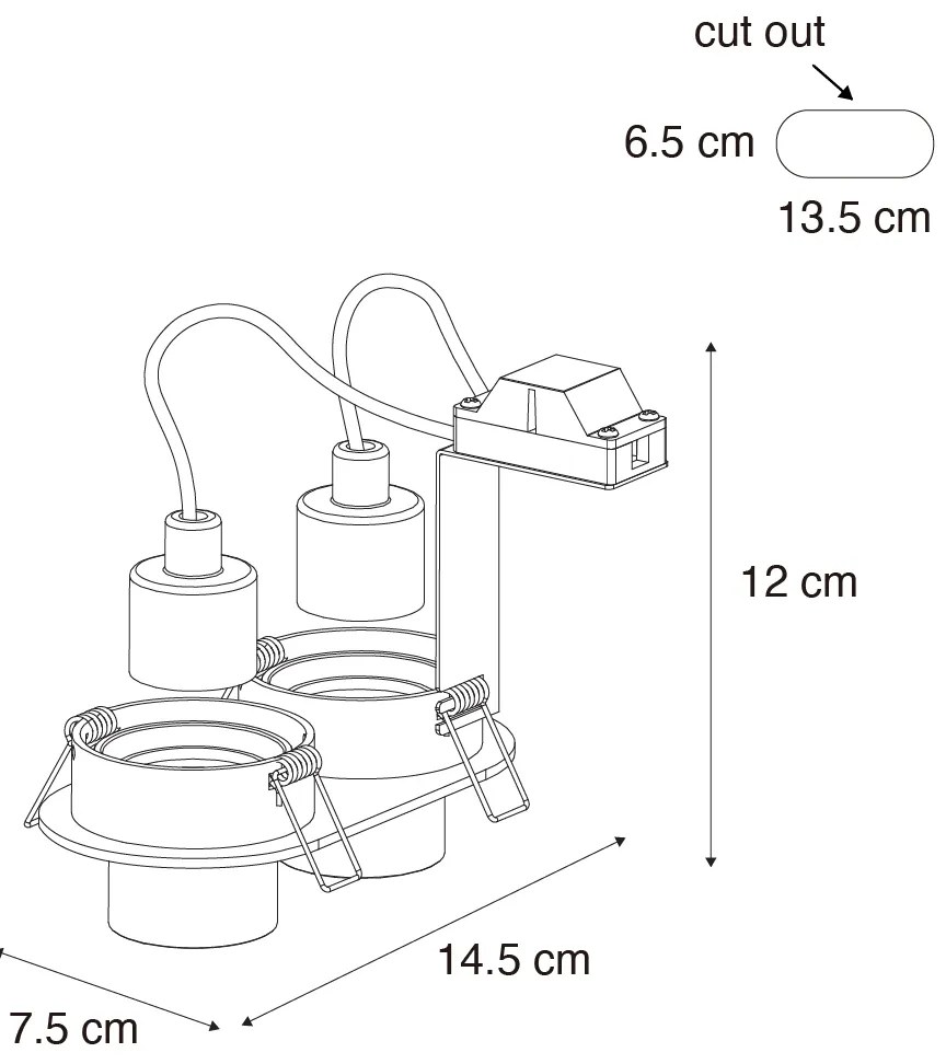 Sada 6 zapuštěných bodových svítidel bílá GU10 35mm naklápěcí 2-světlo - Installa