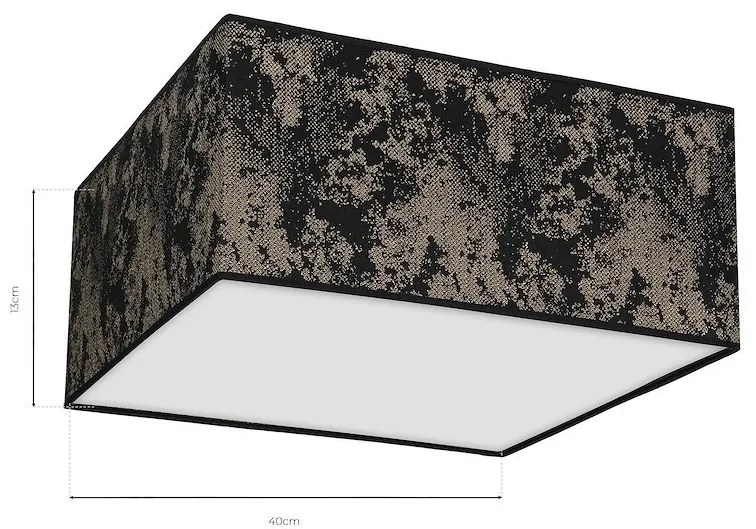 Stropní svítidlo Satino Square, 1x černé/zlaté textilní stínítko, (bílé plexisklo), (40 cm)