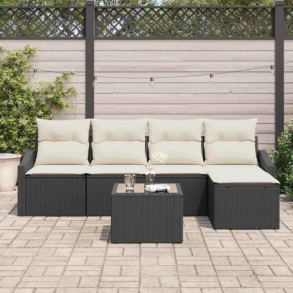 Set pohovek 5 ks Hnědá a krémová polyratan 3355356