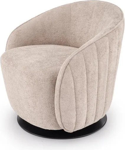 Designové otočné křeslo BASILIO — kov, látka, cappuccino