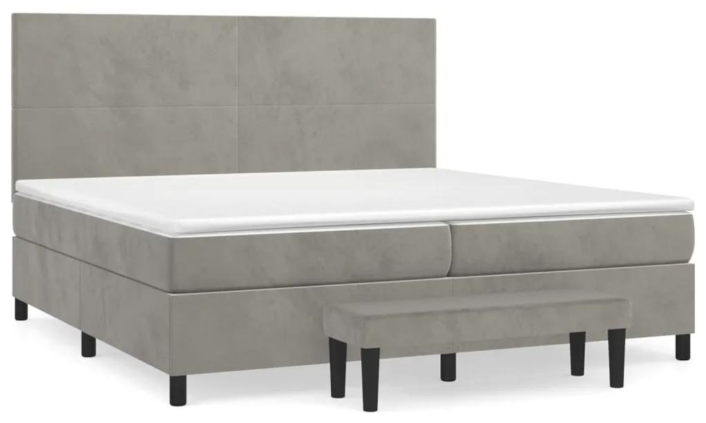 Box spring postel s matrací světle šedá 200x200 cm samet,  3137743