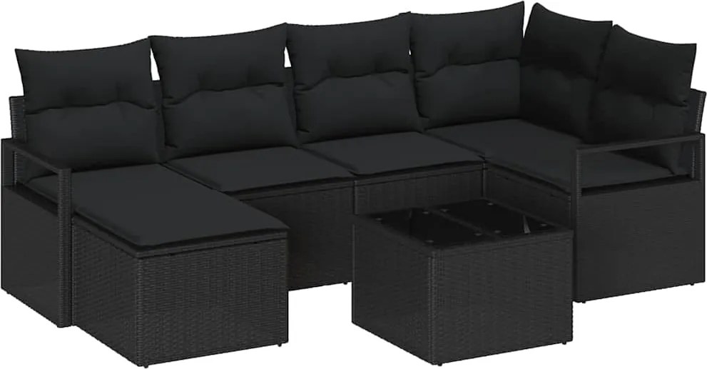 Set pohovek 7 ks Černá polyratan 3355132