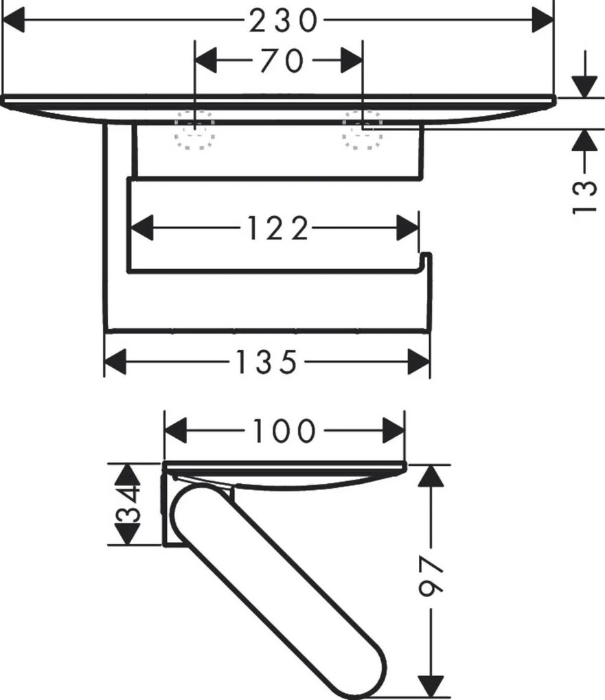 Hansgrohe WallStoris, držák toaletního papíru s poličkou, černá matná, HAN-27928670