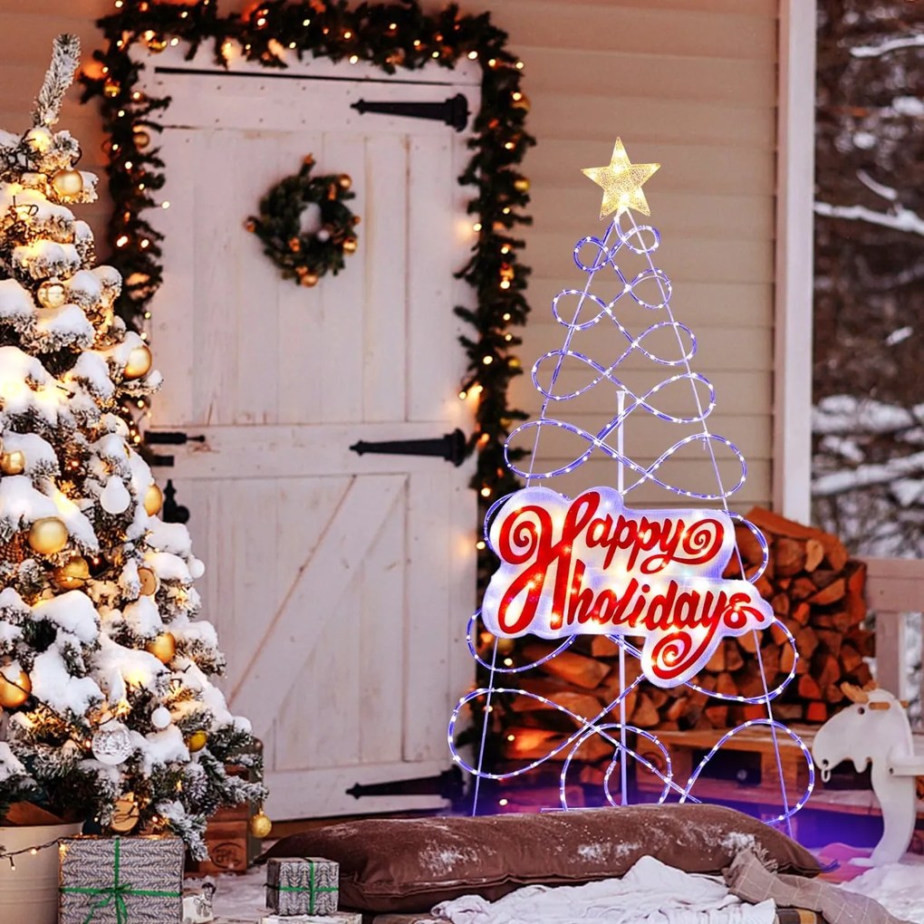 Costway 170 cm LED vánoční stromeček se světly měnícími barvu a 6 světelnými