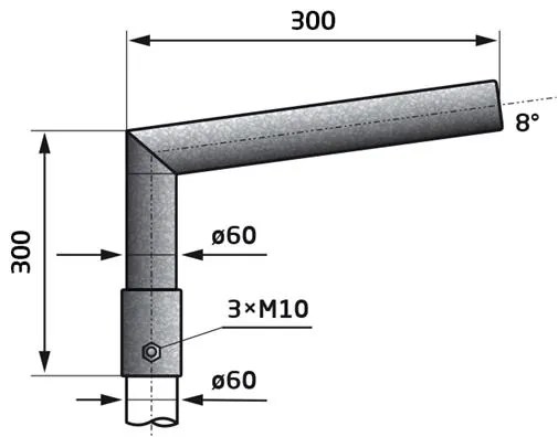 Výložník veřejného osvětlení - sadový lomený 300
