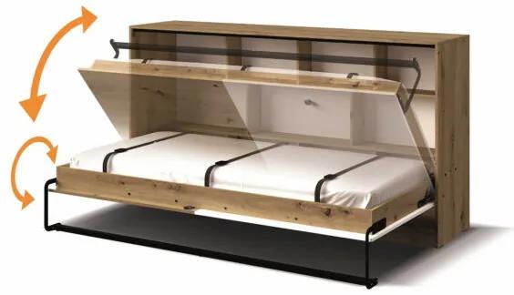 Výklopná postel 90 NERO 16 Domel 110/50/213 barva: dub artisan/šedý mat/bílý mat