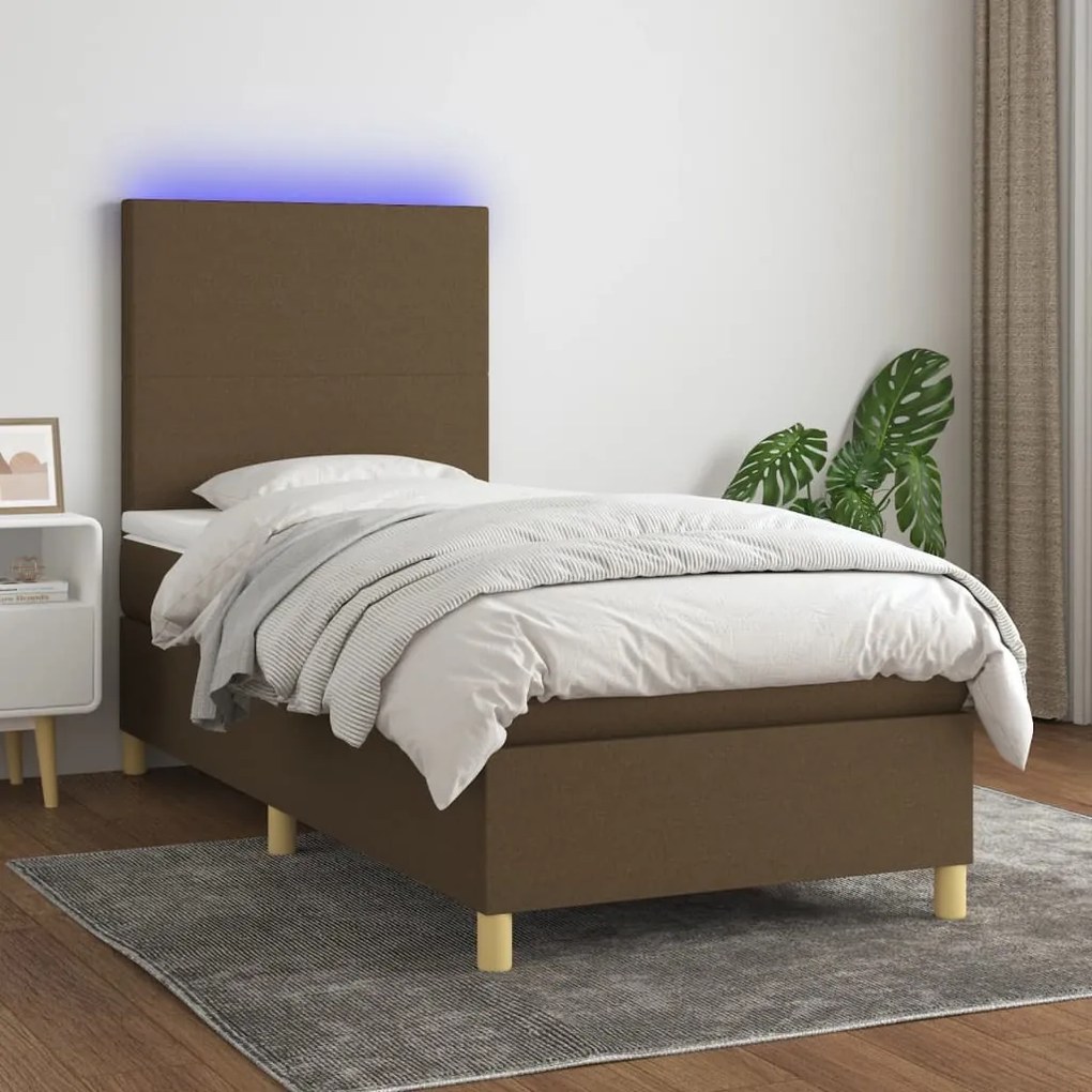 vidaXL Box spring postel s matrací a LED 90x190 cm textil [3135243] Barva: krémová