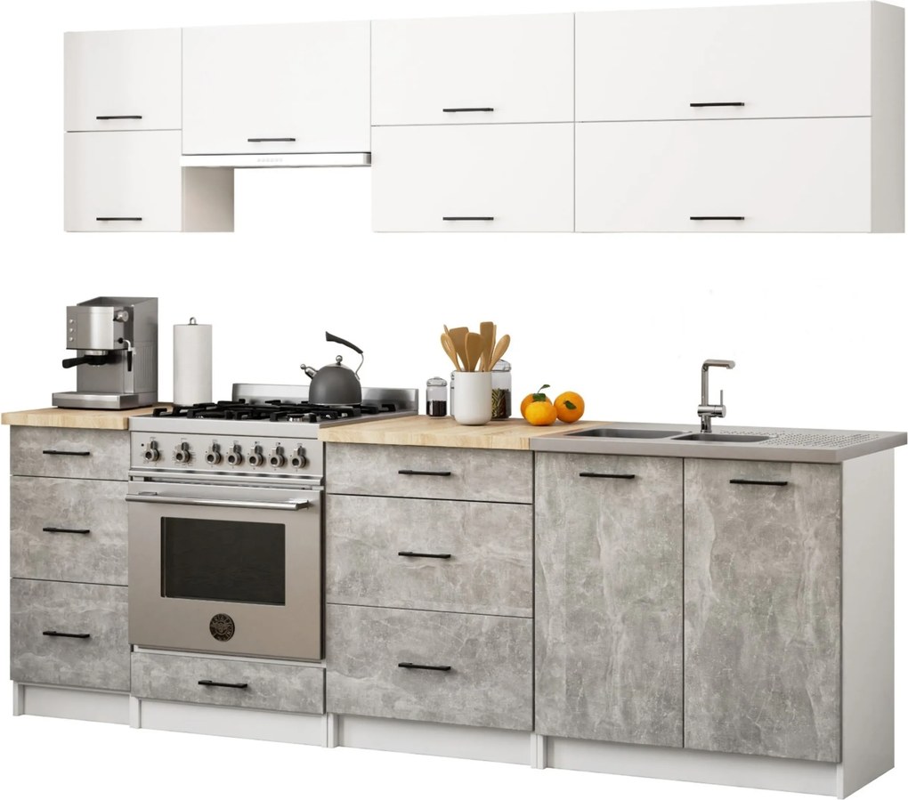 Kuchyňský set Olivia G2 2.4M bílá/beton