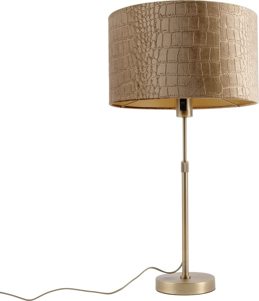 Stolní lampa bronzová se sametovým stínidlem krokodýl 35cm - Parte Biano.cz