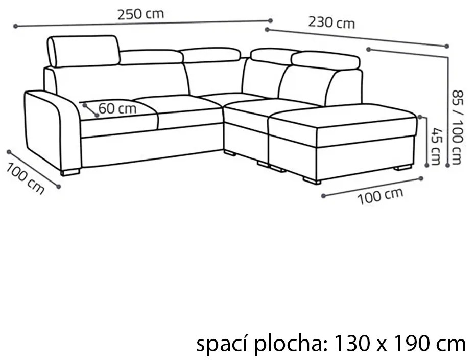 Sedací souprava OSLO V | 250x230 | rozkládací + 2x úložný prostor | VÝBĚR TKANIN