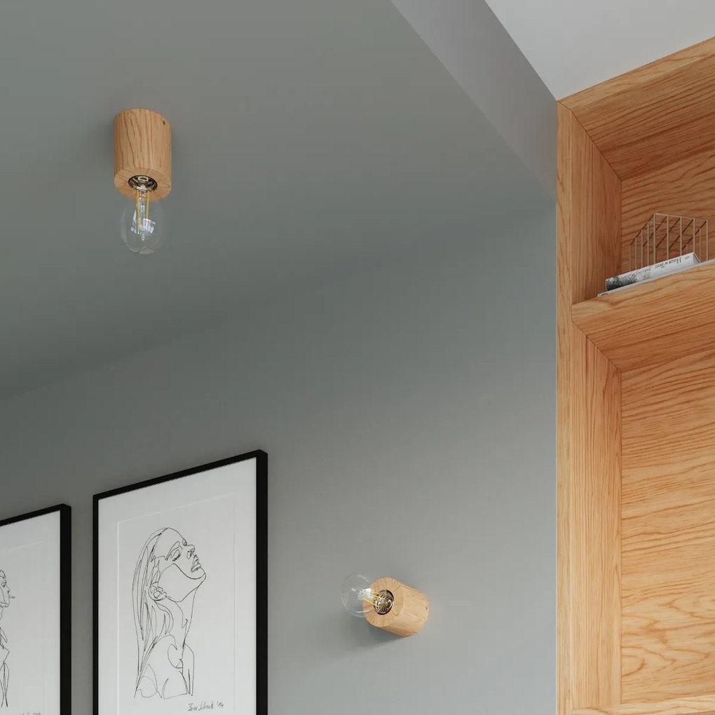 Stolní lampa Salgado, dřevěné tělo svítidla