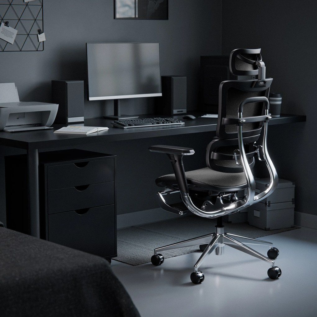 Ergonomická kancelářská židle s podnožkou Normal Size, černý-šedý: Diablo V-Master