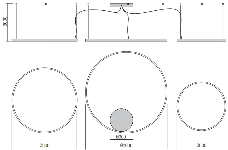 Redo group Redo Orbit direct, závěsné kruhové svítidlo, 40,5+55+68W LED 3000K stmívatelné TRIAC , bílá, prům. 60+80+100cm