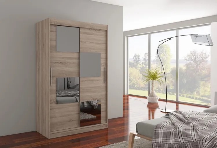 ADRK Furniture Skříň posuvná se zrcadlem LUGANO 120 SW-LUG-T-120+A047