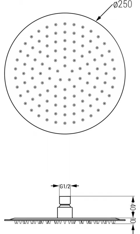 Mexen Kai, podomítková sprchová/vanová sada DR70 s dešťovou sprchou 25 cm, bílá, 77602DR70251-20