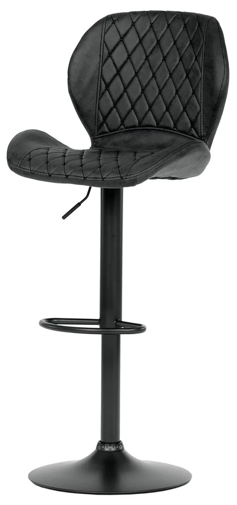 Autronic - Židle barová, černá COWBOY látka, černá podnož - AUB-431 BK3