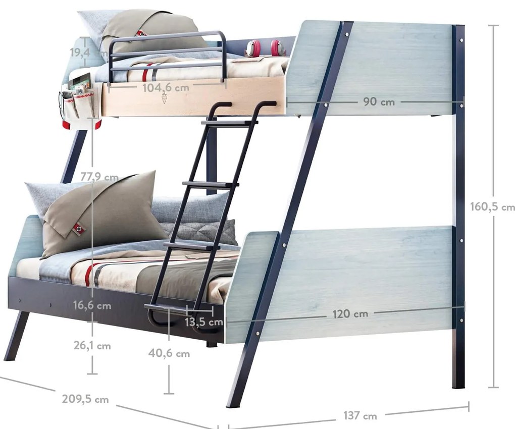 Čilek Studentská patrová postel (90x200-120x200 cm) Trio