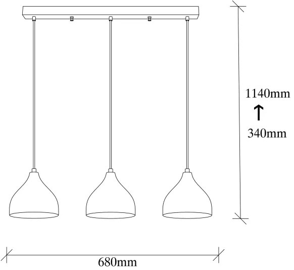 Lustr na lanku TATTOO 3xE27/40W/230V