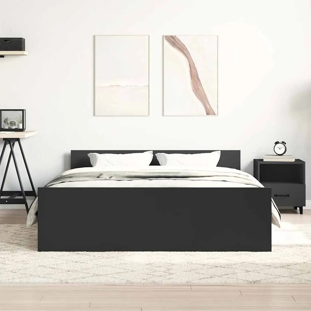 Rám postele s hlavovým a nožním čelem černý 120 x 200 cm 3203741