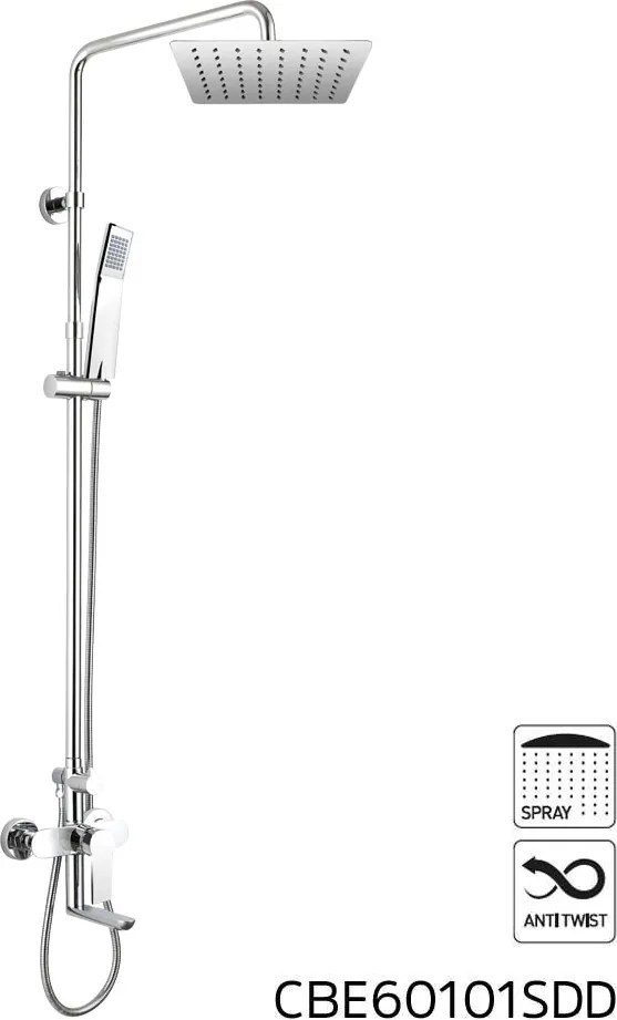 Mereo Mereo, Nástenná baterie Dita 150mm se sprch.soupravou,otoč.ramínkem, ruční a talíř.sprchou slim 200x200mm, CBE60101SDD