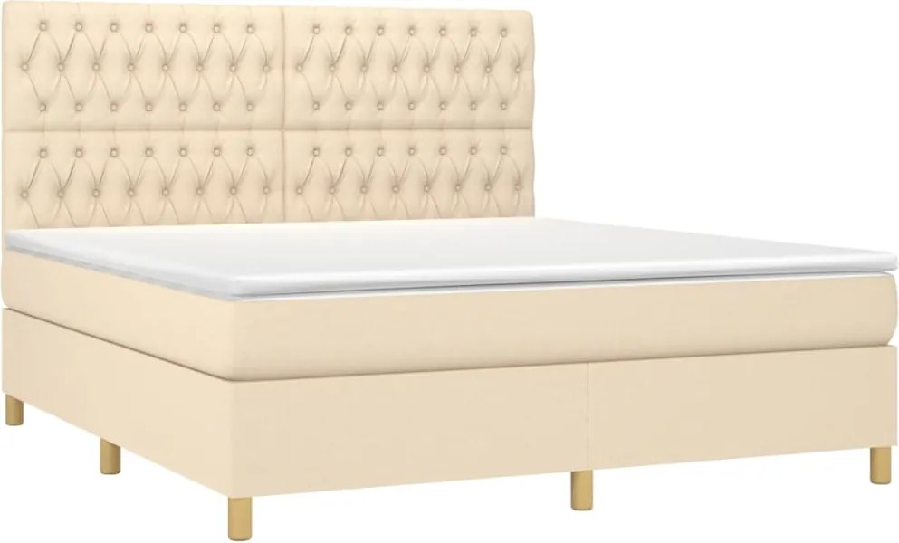 Box spring postel s matrací krémová 180x200 cm textil 3142598