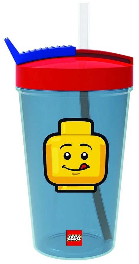 Lego, Kelímek s brčkem Tumbler With Straw ICONIC | modrá
