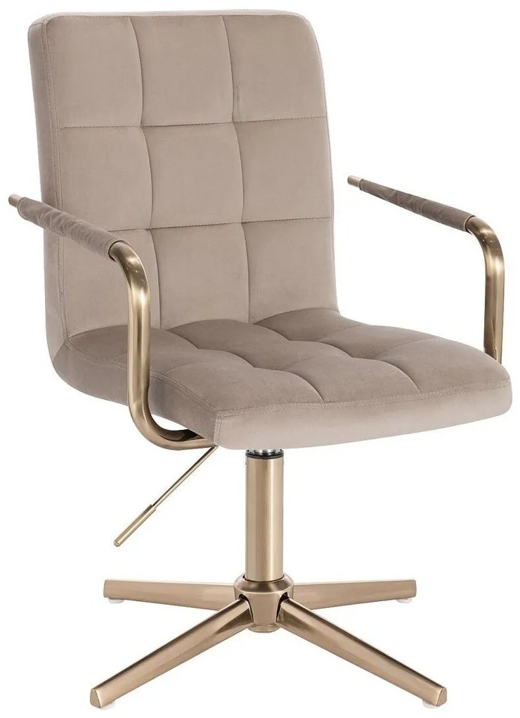 LuxuryForm DESIGN Otočná židle VERONA GOLD VELUR na zlatém kříži - latte
