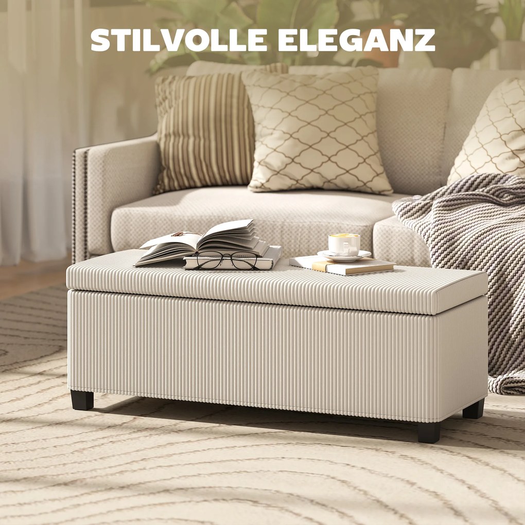 HOMCOM Úložný Ottoman s kordurovou čalouněním, úložný box se ocelovými nohami, úložná lavice do obývacího pokoje, ložnice, chodby 112 x 42 x 40 cm, b…