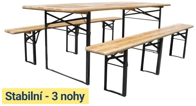 Pivní set 220 x 70 x 25 cm | 3 nohy na lavici