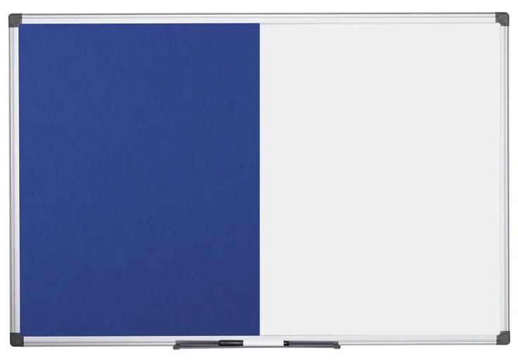 Bi-Office Popisovací magnetická tabule a textilní nástěnka, bílá/modrá, 900 x 600 mm