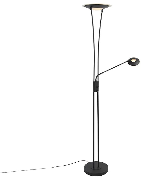 Moderní stojací lampa černá vč. LED s ramenem na čtení - Ibiza