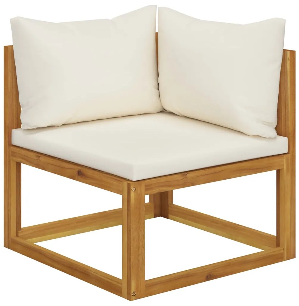 vidaXL 3057642 Marketos 9 Piece Garden Lounge Set with Cushion Cream Solid Acacia Wood (4x311857+311866)